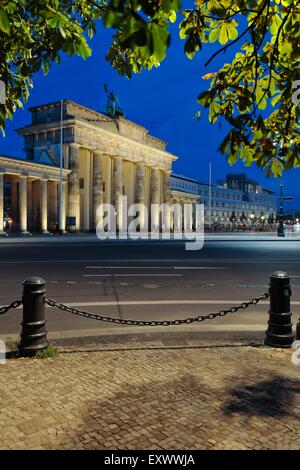 Vertical shot of the illuminated Brandenburg Gate in Berlin from the ...