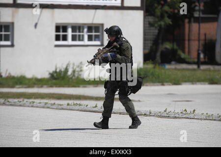 Exercise of a special police unit, SWAT team, for negotiation with ...
