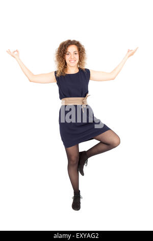 Young beautiful hispanic woman breathing with closed eyes at street ...