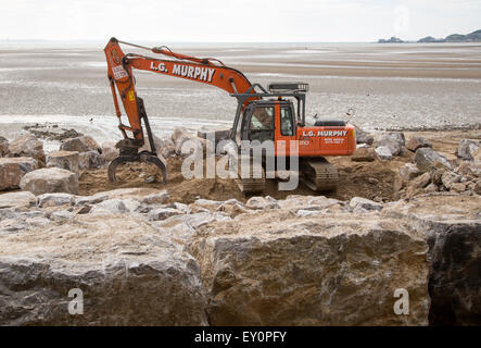 Rock armour and sea wall at South Promenade Hornsea East Yorkshire UK ...