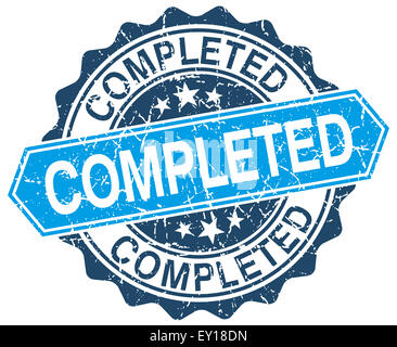 completed blue grunge round vintage rubber stamp Stock Photo - Alamy