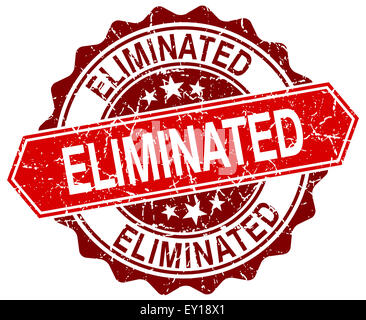 eliminated red round grunge vintage ribbon stamp Stock Photo - Alamy