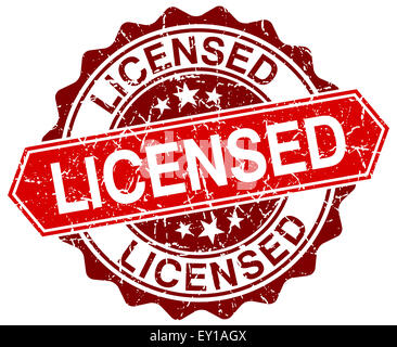 licensed red grunge vintage stamp isolated on white background Stock ...