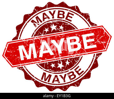 maybe red grungy stamp on white background Stock Photo - Alamy