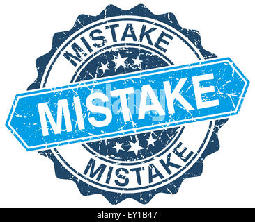 mistake blue grungy stamp on white background Stock Photo - Alamy