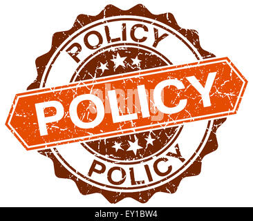 policy vintage orange seal isolated on white Stock Photo - Alamy