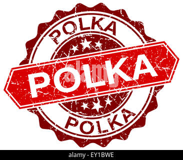 polka red grunge vintage stamp isolated on white background Stock Photo ...