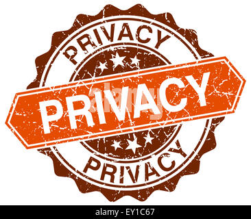 privacy round orange grungy vintage isolated stamp Stock Photo - Alamy