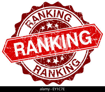 Ranking red grunge round stamp on white background Stock Photo - Alamy