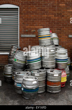 Metal beer barrels Stock Photo - Alamy