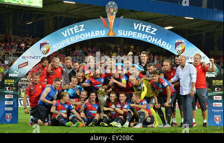 Viktoria Plzen team celebrate their victory of the Super Cup soccer ...