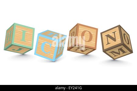 ICON written with alphabet blocks - vector illustration Stock Vector ...