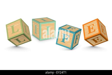LIFE written with alphabet blocks - vector illustration Stock Vector ...