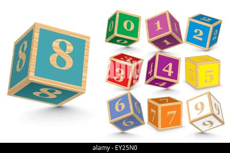 Wooden number blocks - vector illustration Stock Vector Image & Art - Alamy