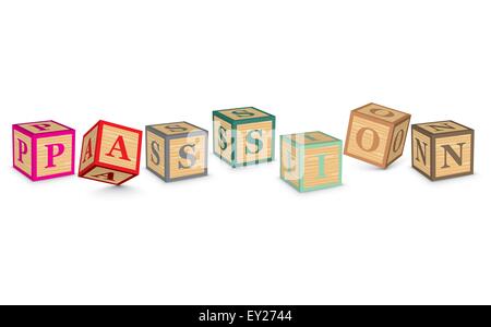 PASSION written with alphabet blocks - vector illustration Stock Vector ...