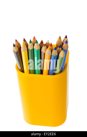 colored pencils in a glass isolated on business background Stock Photo ...