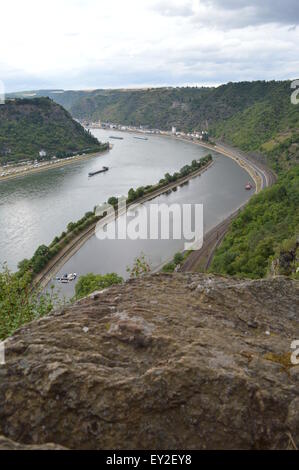View into the Loreley valley towards St. Goarshausen from the Loreley ...