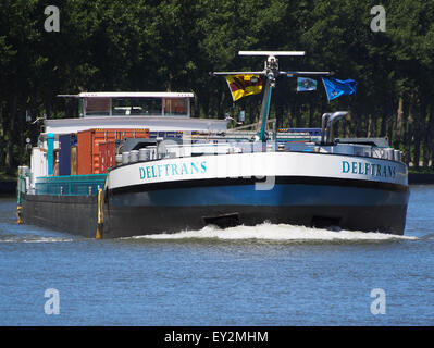 The Delftrans, with ENI 02324880, is a container ship operating along ...