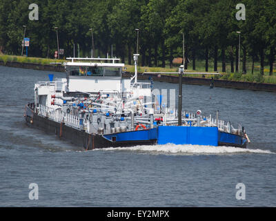 Edgar Jaegers, a container ship and oil tanker, navigates the Amsterdam ...