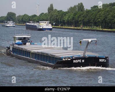 The Inspe IV, a container ship and bulk cargo vessel, is seen on the Amsterdam-Rijn Canal. It is ...