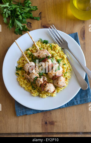 Kebabs with rice Stock Photo - Alamy