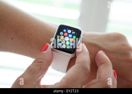Apple Watch displaying it's home screen Stock Photo - Alamy