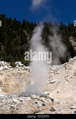 Fumaroles steam vents at Bumpass Hell area in Lassen Volcanic National ...