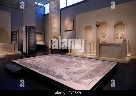 BETH SHEAN - MOSAIC FLOOR OF THE 5TH C. SYNAGOGUE DEPICTING THE ARK & A ...