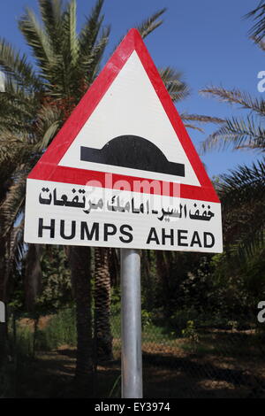 Road sign warning of speed humps for the next half mile in a town in ...