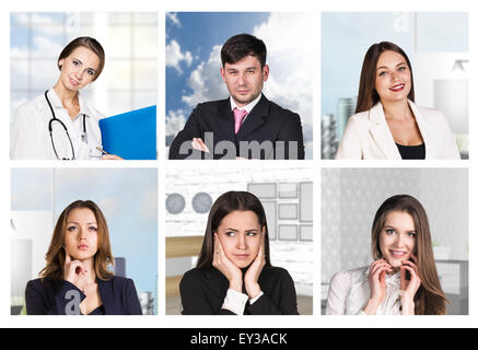 Collage of various people portraits. Diverse women and men headshots ...
