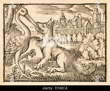 'The Wolf and the Crane' fable by Aesop (circa 600BC). A Crane wanted ...