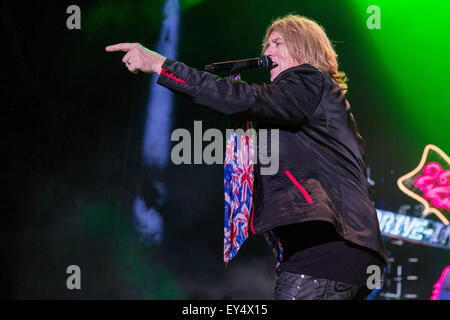 Def Leppard vocalist Joe Elliott is shown performing on stage during a ...