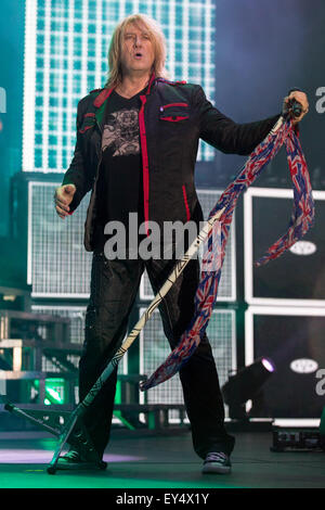 Def Leppard vocalist Joe Elliott is shown performing on stage during a ...
