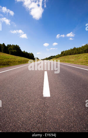 Beautiful empty paved road to Lake Baikal. Winter landskape. Travel and ...