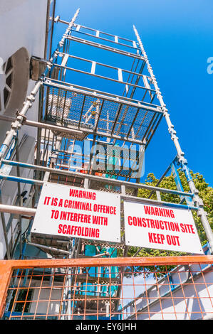 scaffolding warning sign at construction site in Cambridge Stock Photo ...