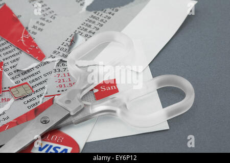a pair of scissors on Torn Bank statements and cut up Credit Cards ...
