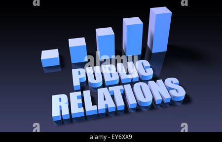 Public relations graph chart in 3d on blue and black Stock Photo - Alamy