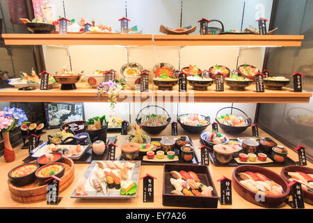 Plastic food model display case at fast food restaurant - Seoul, South ...