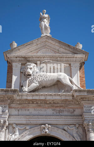 Statue outside Arsenale di Venezia - Arsenal, Venice, Italy Stock Photo ...