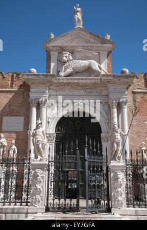 Statues outside Arsenale di Venezia - Arsenal, Venice, Italy Stock ...