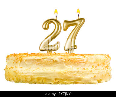 birthday cake with candles number 27 isolated on white background Stock ...