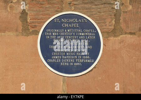 St Nicholas' Chapel blue plaque in Chester Stock Photo - Alamy