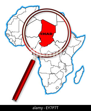 Chad outline inset into a map of Africa over a white background Stock Photo - Alamy