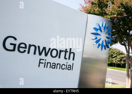 A logo sign outside of the headquarters of Genworth Financial in ...