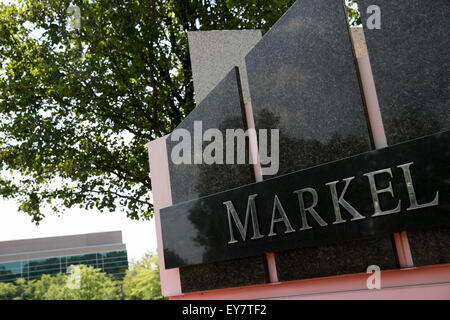 A logo sign outside of the headquarters of the Markel Corporation in ...
