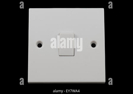 British light switch, in white or ivory colour, in on position Stock ...