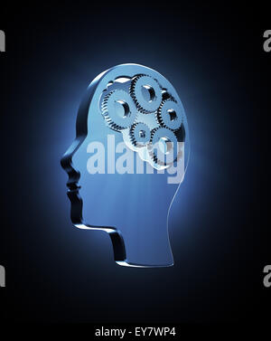 Cogs inside a human head outline - memory and cognitive functions Stock ...