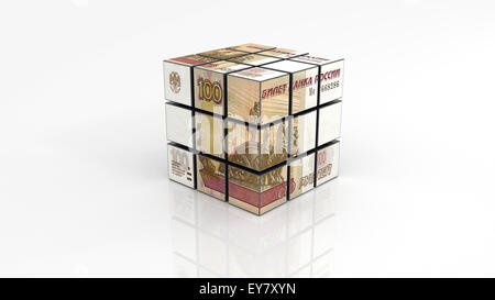 Russian ruble on rubiks cube unfinished on white background Stock Photo ...