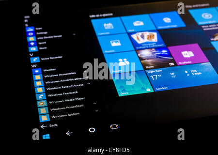The start menu of Microsoft Windows 10 Operating System Stock Photo - Alamy