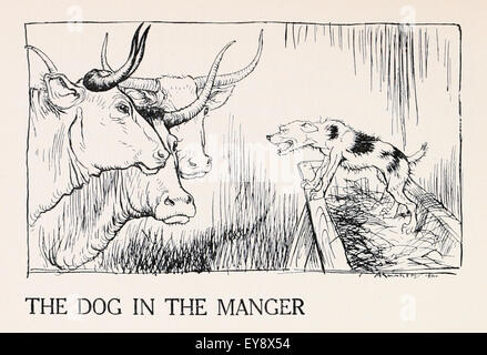 'The Dog in the Manger' manger fable by Aesop (circa 600BC). People ...